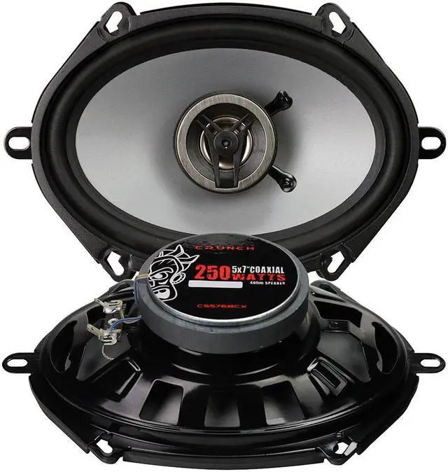 Crunch 250W Full Range 2 Way Coaxial Car Audio 5x7 by 6x8" Speaker Pair ...