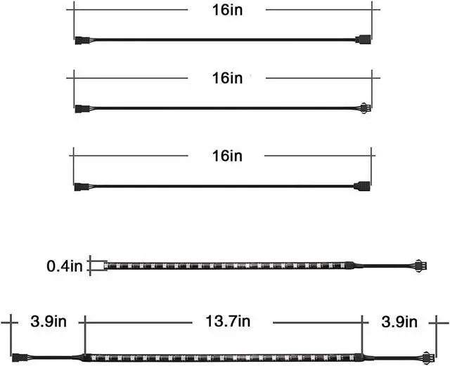 Airgoo Addressable RGB PC LED Strip, 2x13.8in 42 LEDs Diffused Rainbow ...