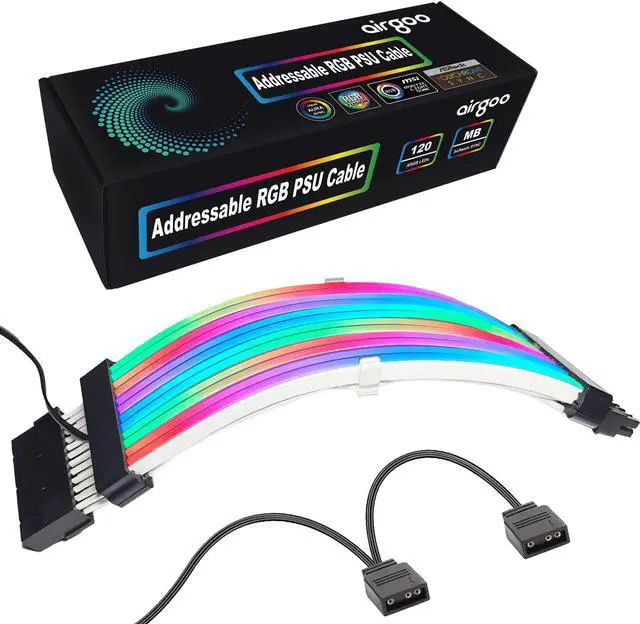 Airgoo Addressable RGB PSU Cable Extension Kit, 24 Pin ATX RGB Cable ...