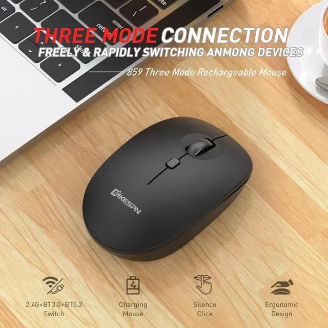 MKESPN 859 2.4G+BT5.0+BT3.0 Three Modes Wireless Mouse (Black) - Newegg.com