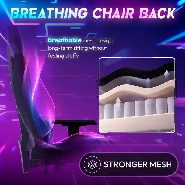 Dowinx RGB Gaming Chair with LED Lights, Ergonomic Computer Chair for ...