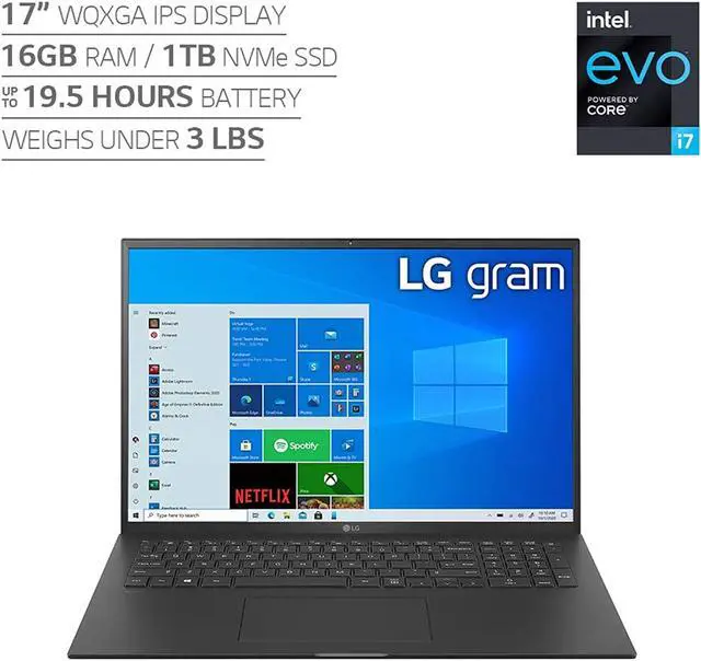 LG - gram 17” WQXGA Laptop – Intel Evo Platform Core i7 – 16GB RAM ...