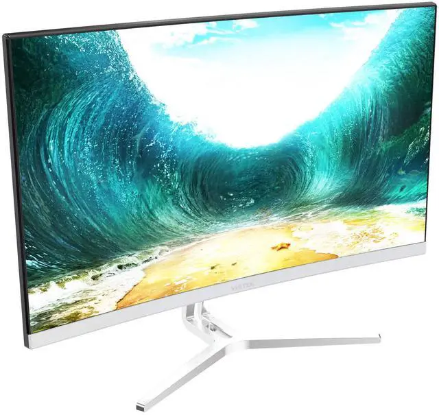 VIOTEK NB24CW White 24" Curved Gaming Monitor with Speakers, Bezel-less ...
