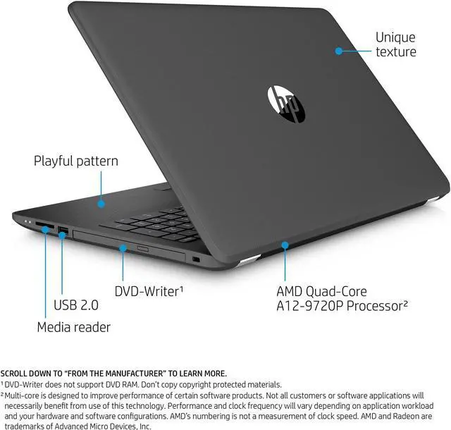 HP Laptop AMD A12-9720P 8GB Memory 1TB HDD AMD Radeon R7 Series 15.6 ...
