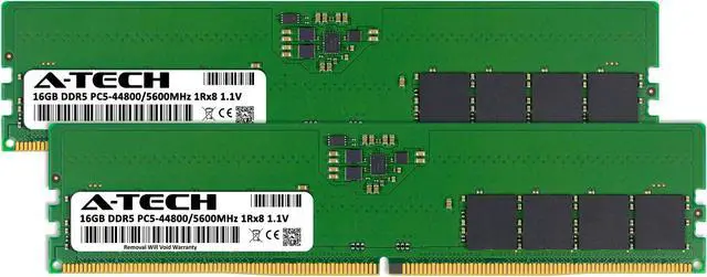 A-Tech 32GB Kit (2 x 16GB) DDR5 5600MHz DIMM PC5-44800 Non-ECC Unbuffered CL46 UDIMM 288-Pin 1 ...