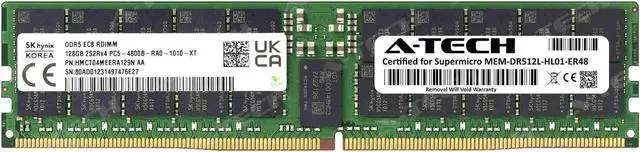 Supermicro Certified MEM-DR512L-HL01-ER48 | Hynix HMCT04MEERA | 128GB PC5-38400 DDR5 4800MHz ...