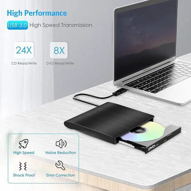 External CD DVD Drive, External CD/DVD-RW Burner Optical DVD Drive USB ...