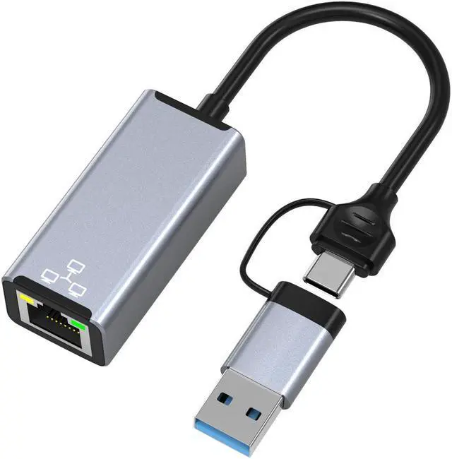 USB-C+USB-A Dual Interface to Ethernet RJ45 Network Adapter For Phone ...