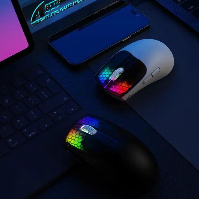 2.4G Wireless+BT5.1+Type-C Wired connection lightweight Gaming Mice ...