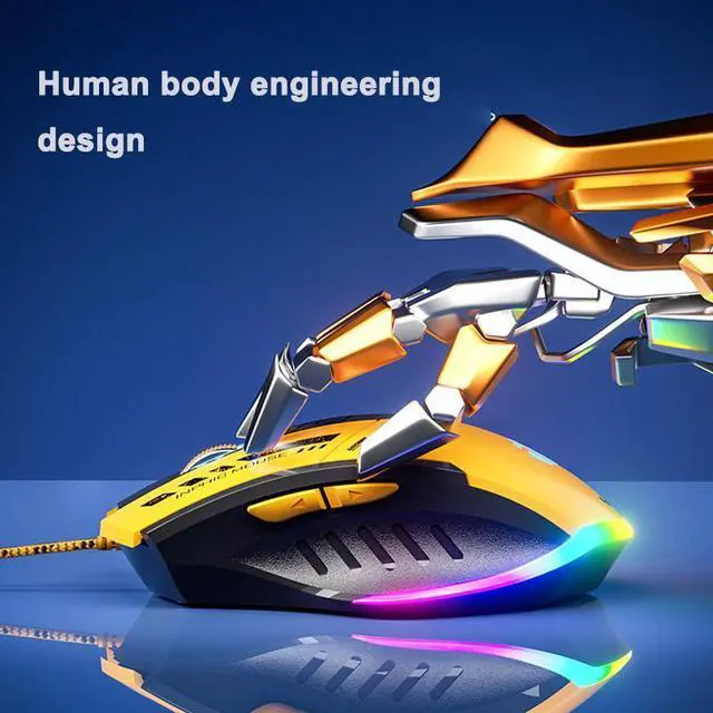 W6 Bumblebee usb Wired Gaming Mice Max 12800dpi Hardware Macro ...