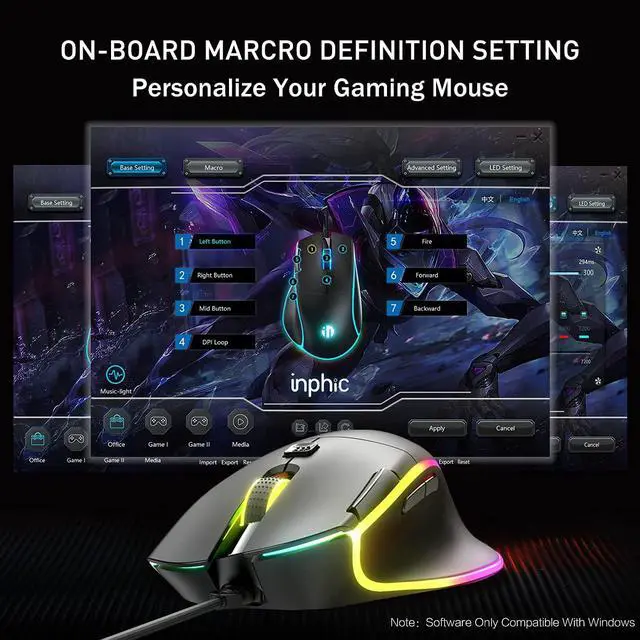 RBG Wired Gaming Mouse, 7 Programmable Buttons, Brilliant RGB Backlit ...