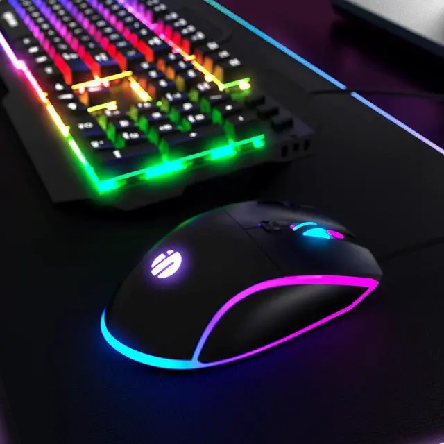 RBG Wired Gaming Mouse, 7 Programmable Buttons, Brilliant RGB Backlit ...