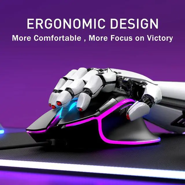RBG Wired Gaming Mouse, 7 Programmable Buttons, Brilliant RGB Backlit ...