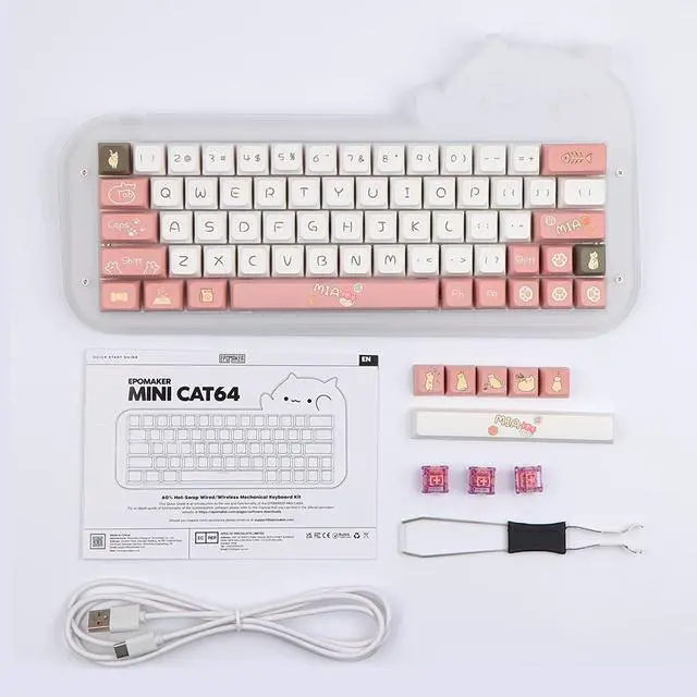 EPOMAKER Mini Cat 64 60% Hot Swappable Acrylic RGB Wired Mechanical ...