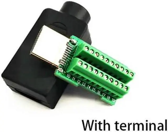 FOR 1PCS HDMI 19PIN male plug connector to terminal adapter with black ...