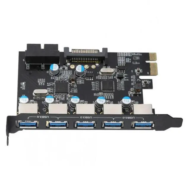 FOR PCIE To 7 ports USB3.0 hub PCI-E Expansion PCI Express Card Adapter SATA supply 4pin ...
