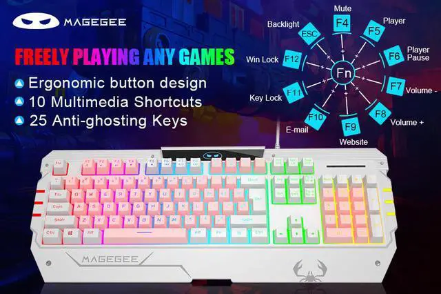 USB RGB Gaming Keyboard and Mouse Combo, Anivia GT817 104 Key Rainbow ...