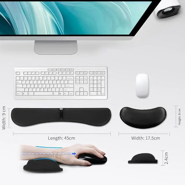 Zibly Ergonomic Gel Memory Foam Keyboard Wrist Rest & Mousepad Rests ...