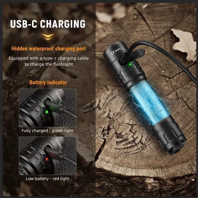 TD02 Led Tactical Flashlight Super Bright Pocket Flashlights Rechargeable 2000 High Lumens ...