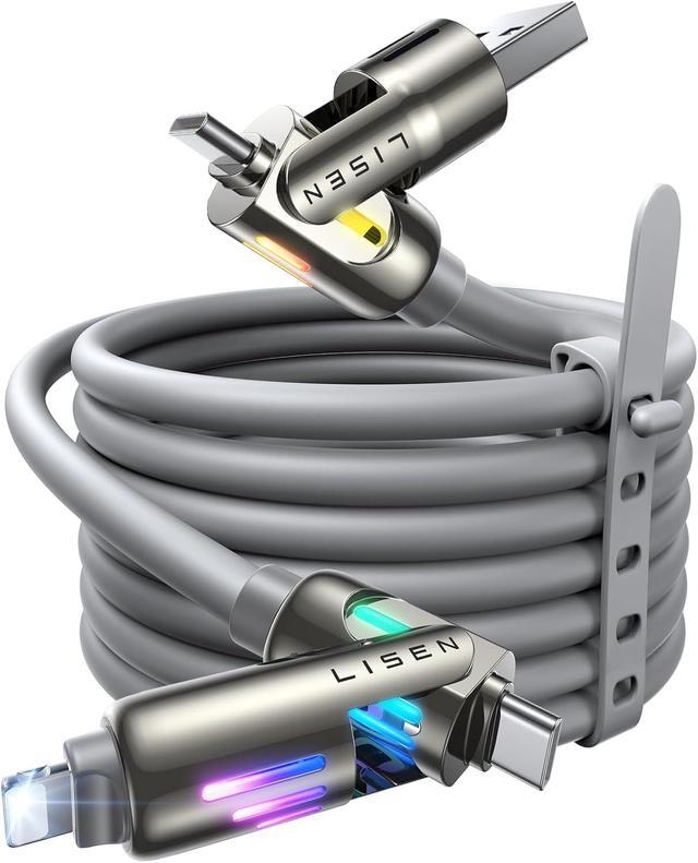 Clam Corporation Line 4-in-1 Charging Cable 6.6FT MAX 240W - Multi USB ...