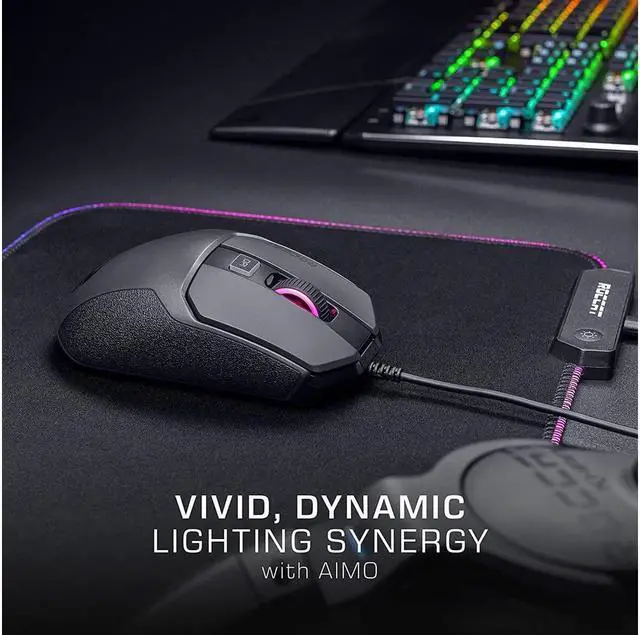 ROCCAT Kain 100 AIMO ROC-11-610-BK Black Wired Optical Titan-Click RGB ...