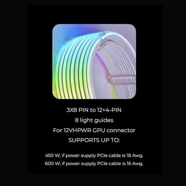 LIAN-LI STRIMER PLUS V2 12VHPWR (3X8 PIN to 12+4-PIN) PW168-8PV2,Addressable RGB Power Extension ...