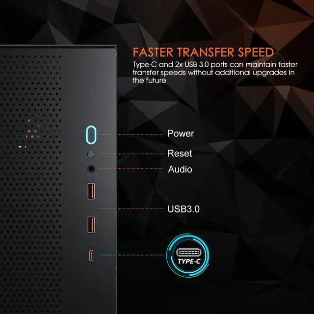 Vetroo AL-MESH-7C Compact ATX PC Case, Front Power Supply, Top 360mm ...