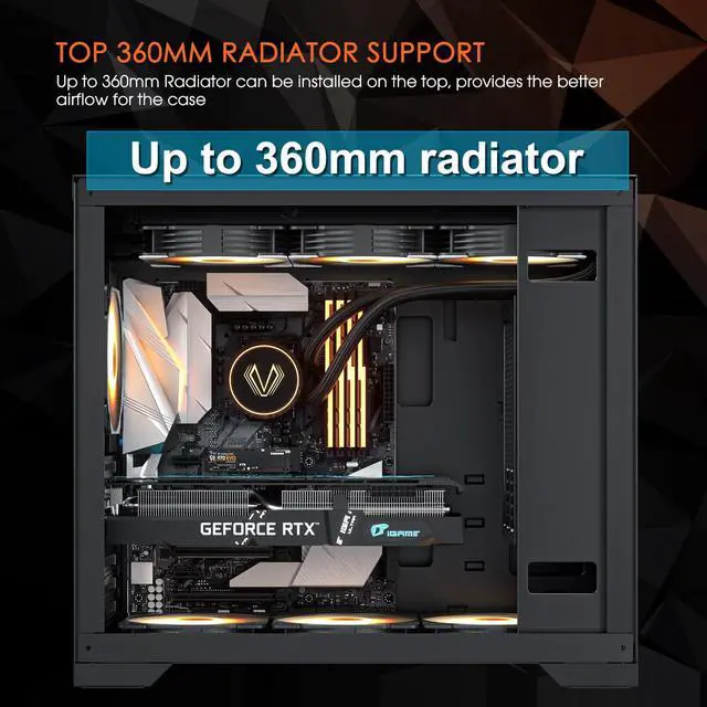 Vetroo AL-MESH-7C Compact ATX PC Case, Front Power Supply, Top 360mm ...