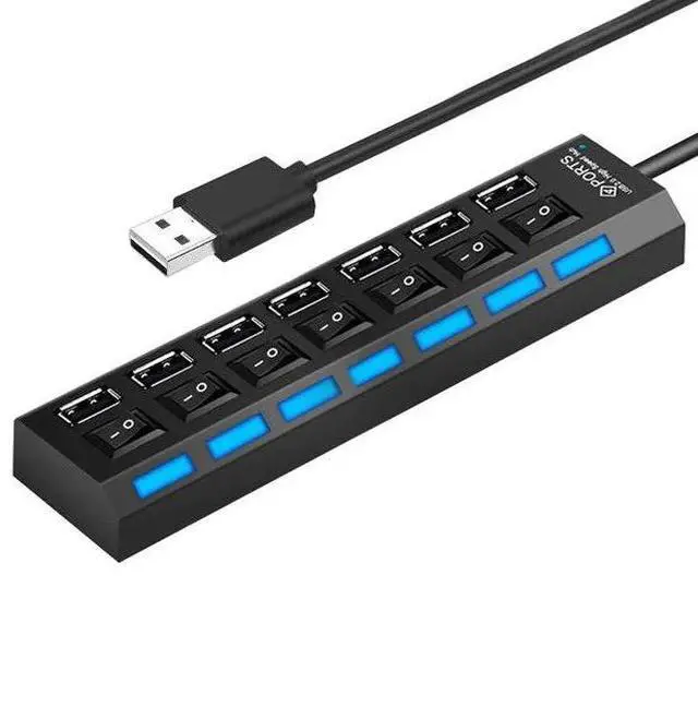 Hannord Multi Port Splitter, 7 Port USB 2.0 Hub, USB A Port Data Hub ...