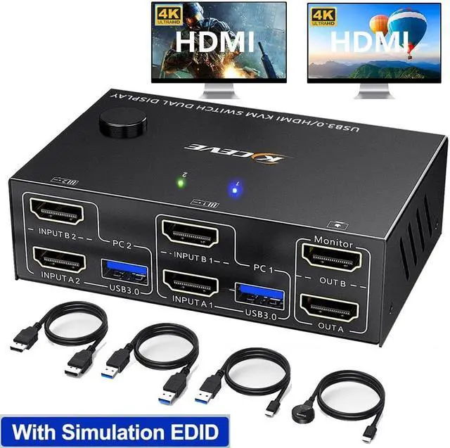 Kvm Switch Dual Monitor Dual Monitor Kvm Switch USB 3.0 HDMI KVM Switch ...