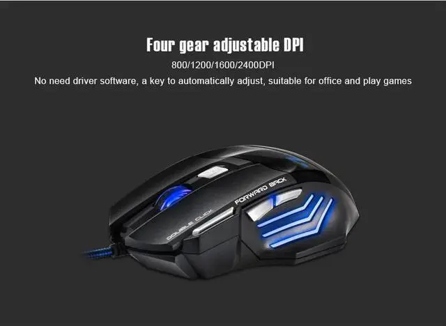 X7 Professional Wired RGB Gaming Mouse 7 Button 4 Gear 2400 DPI LED Optical USB Computer Mouse ...