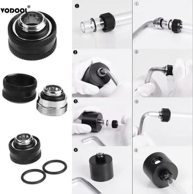 1pc Water Cooling G1/4 Thread 14mm Rigid Hard Tube Extender Connector ...