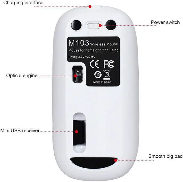 HXSJ M103 Ergonomic Rechargeable Silent Wireless Mouse for Home/Office ...