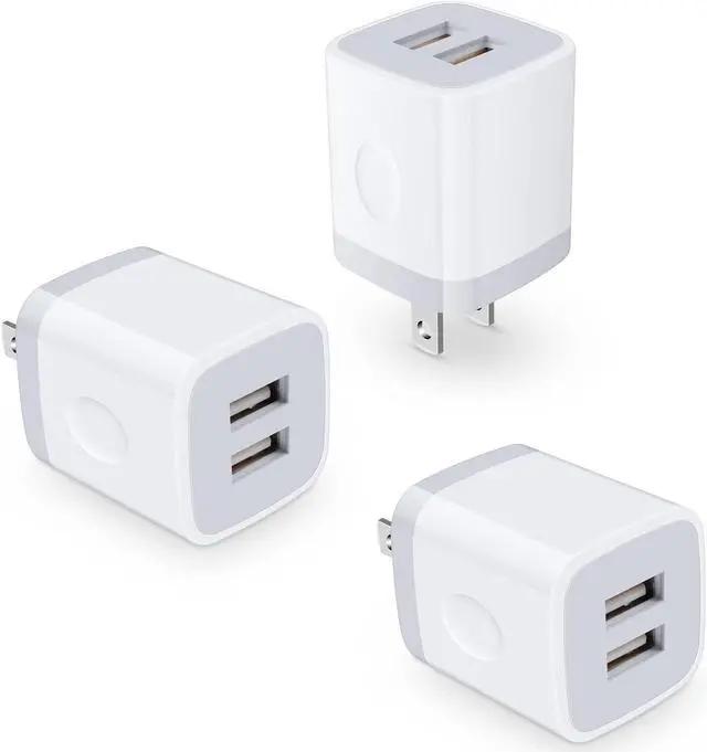USB Wall Charger Charging Cube Sicodo 3Pack Dual Port Charging Block Plug in Cell Phone Charger