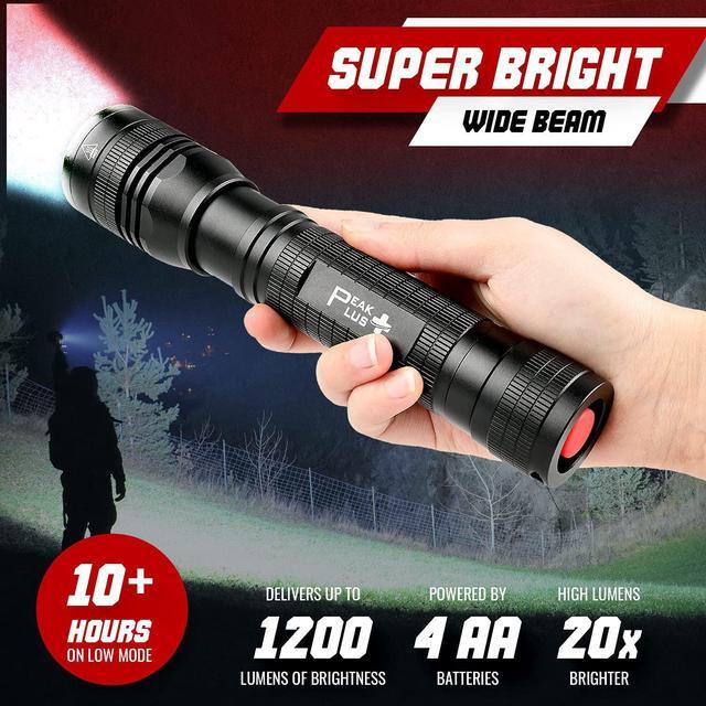 PeakPlus High Powered LED Flashlight LFX2000 Brightest High Lumen Light with 5 Modes Zoomable and Water Resistant Best Flashlights for Camping Dog Walking and Emergency Newegg