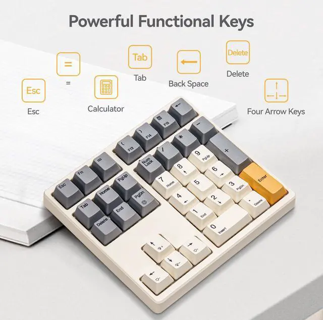 Mechanical Number Pad,34 Key Wired USB Numeric Keypad White Backlit Hot ...