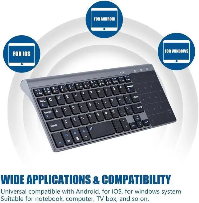 2.4Ghz Mini Wireless Keyboard with Touchpad Numeric Keypad Portable Ultrathin Remote Keyboard ...