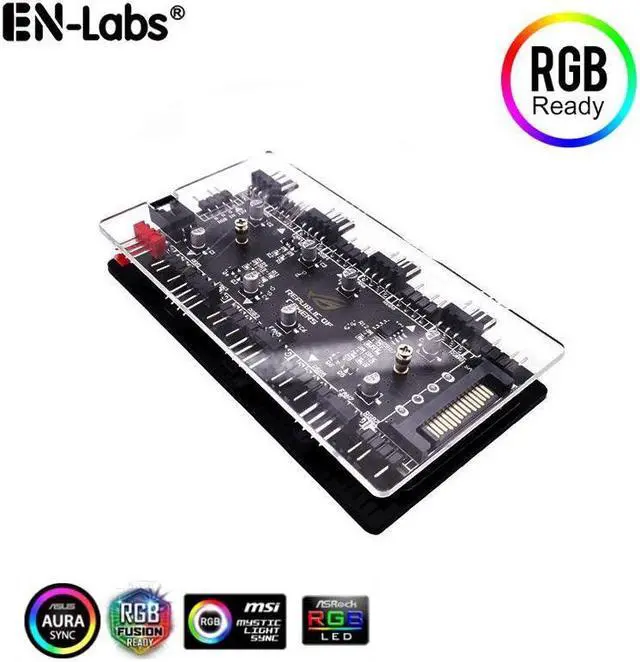 2-in-1 PWM & ARGB 5V Addressable RGB Controller Hub 8 Ports 12V 4Pin ...