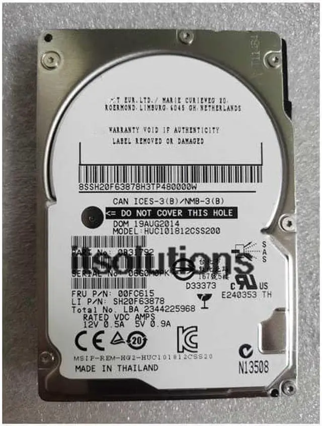 For IBM Storwize V5000 Storage Hard Drive Gen1 00RX925 6TB 7.2K SAS 3.5 ...