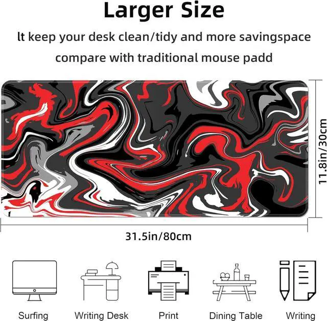 Fluid Pattern Gaming Mouse Pad for Desk Desk Mat with 3mm Non-Slip Base ...
