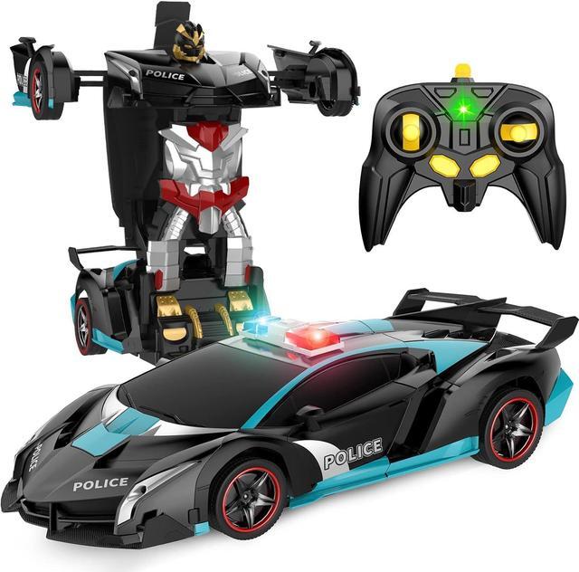 Remote Control Car 2.4Ghz Transform RC Cars 1 18 Scale Police Car Toy with Flashing Light One Button Transformation 360 Degree Rotating Drifting Toys for Boys Age 4 7 Newegg