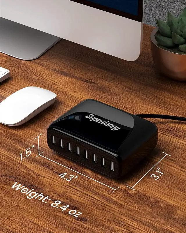 SUPERDANNY USB Charger Station 8-Port Desktop Charging Station ...
