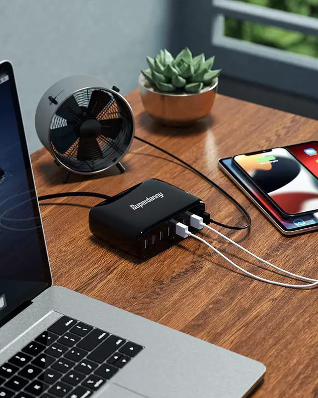 SUPERDANNY USB Charger Station 8-Port Desktop Charging Station ...