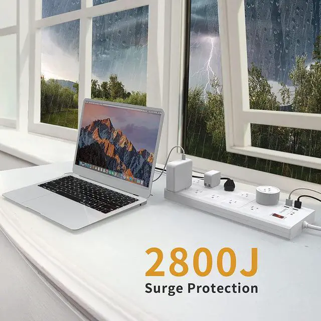 SUPERDANNY 2800 Joules Surge Protector Power Strip 10 AC Outlets and 4 ...