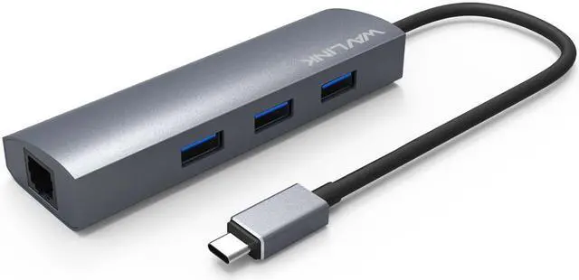 USB C to 3 Port USB 3.0 Hub with Gigabit Ethernet Adapter, Aluminum ...