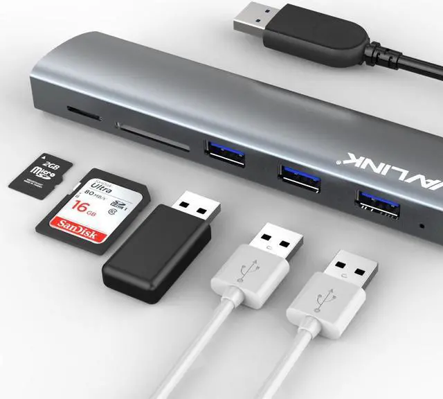 High Speed Aluminum USB 3.0 3-Port USB Hub with 2-Slot SD/TF Card ...