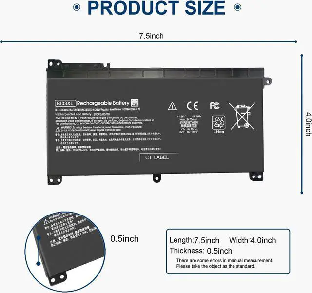 BIO3XL BI03XL ON03XL Battery for HP Stream 14-AX 14-ax010nr 14-ax010wm ...