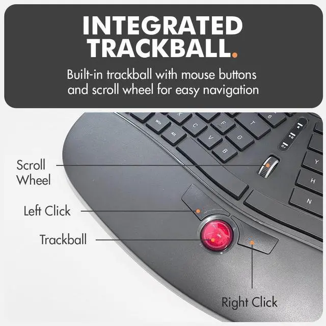 X9 Performance Split Wireless Keyboard with Trackball - Rechargeable ...
