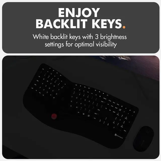 X9 Performance Split Wireless Keyboard with Trackball - Rechargeable ...