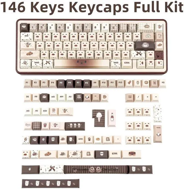 COOMICKEY Siamese Cat Keycaps, PBT Keycaps Dye-Sublimation Custom ...